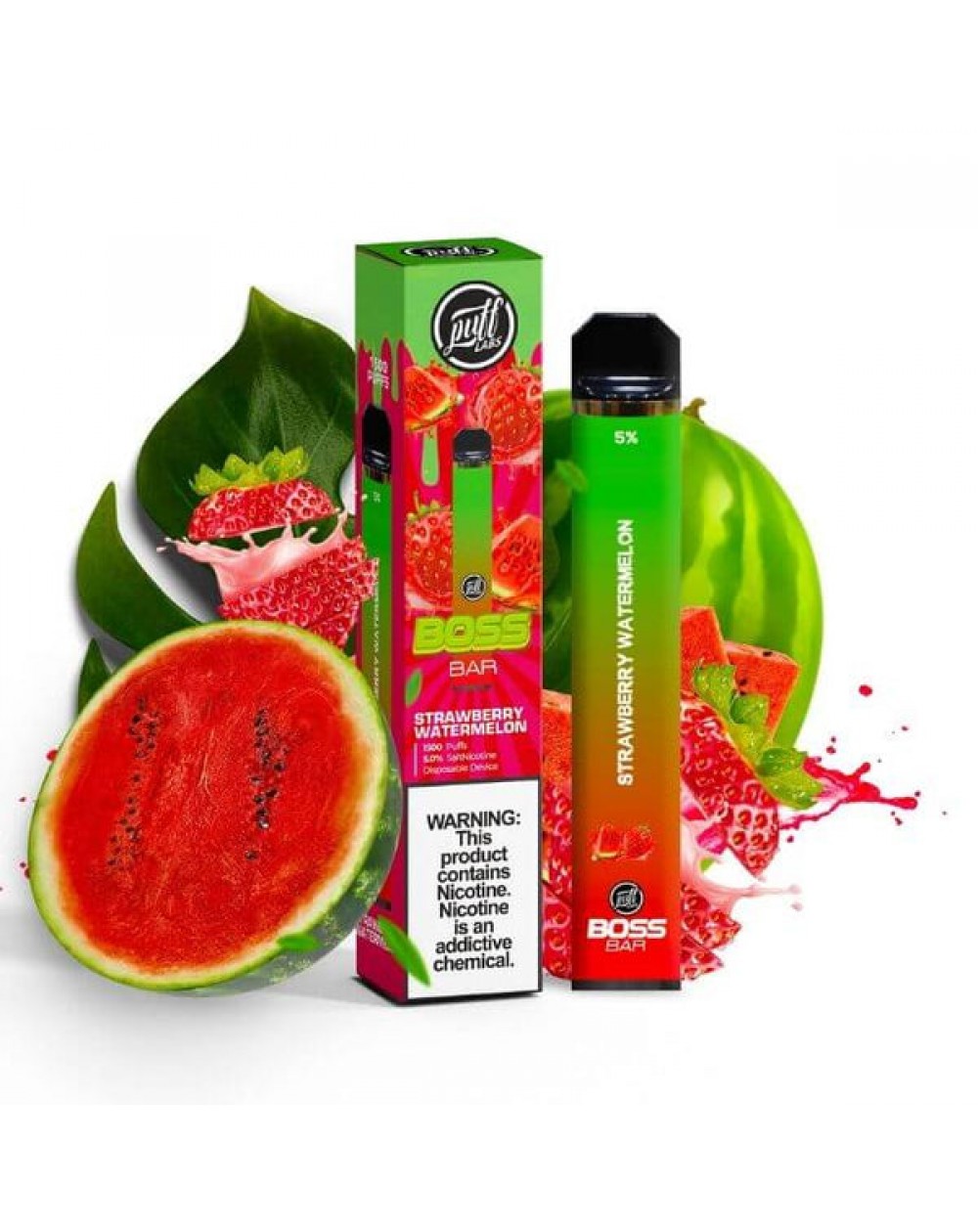 Puff Boss Bar Strawberry Watermelon Disposable Device | VapingeLiquid.com
