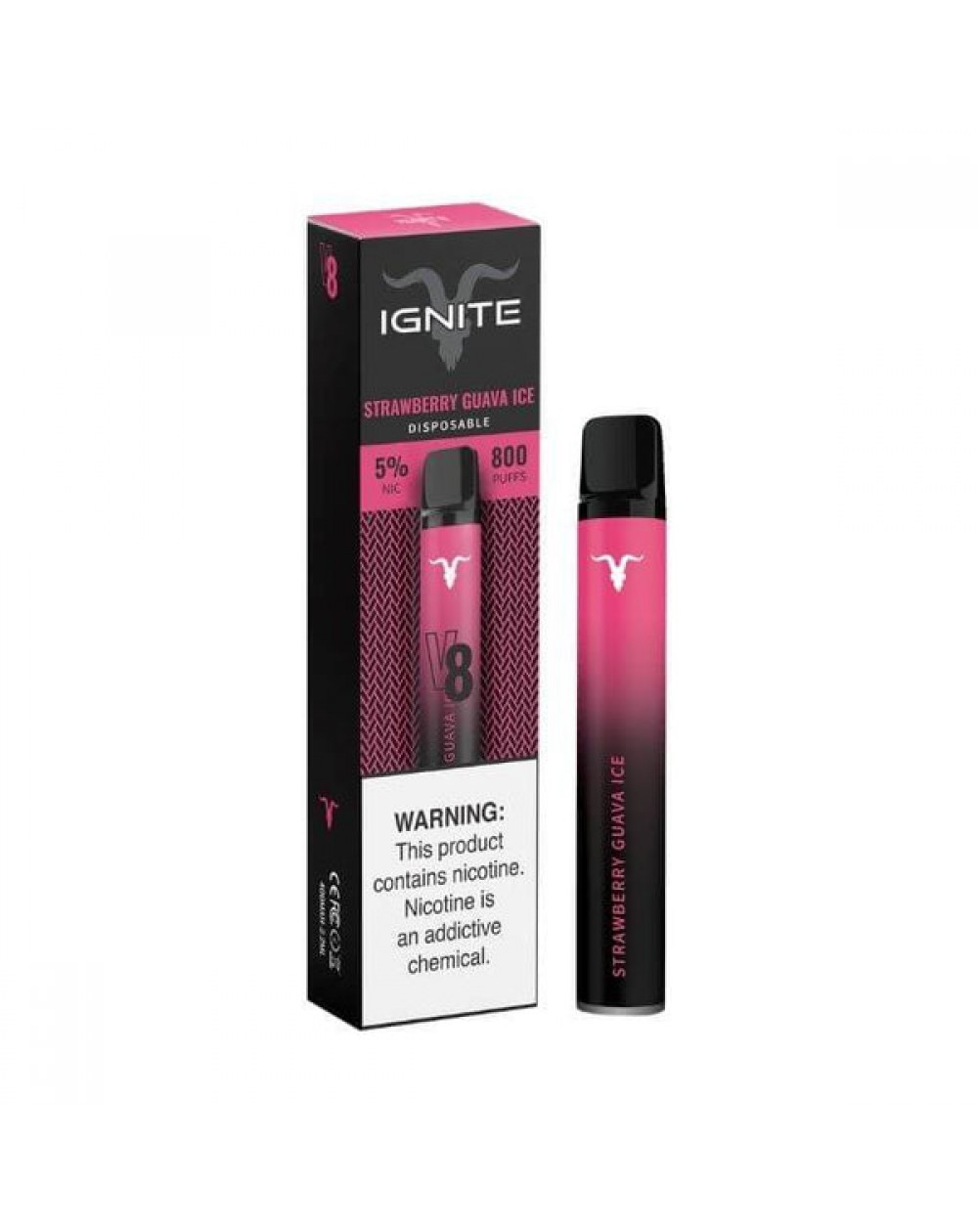 Ignite V8 Strawberry Guava Ice Tobacco Free Nicotine Disposable Vape ...