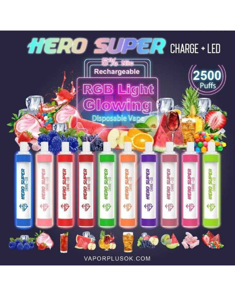 Hero Super Charge + LED Disposable Vape Pen | VapingeLiquid.com