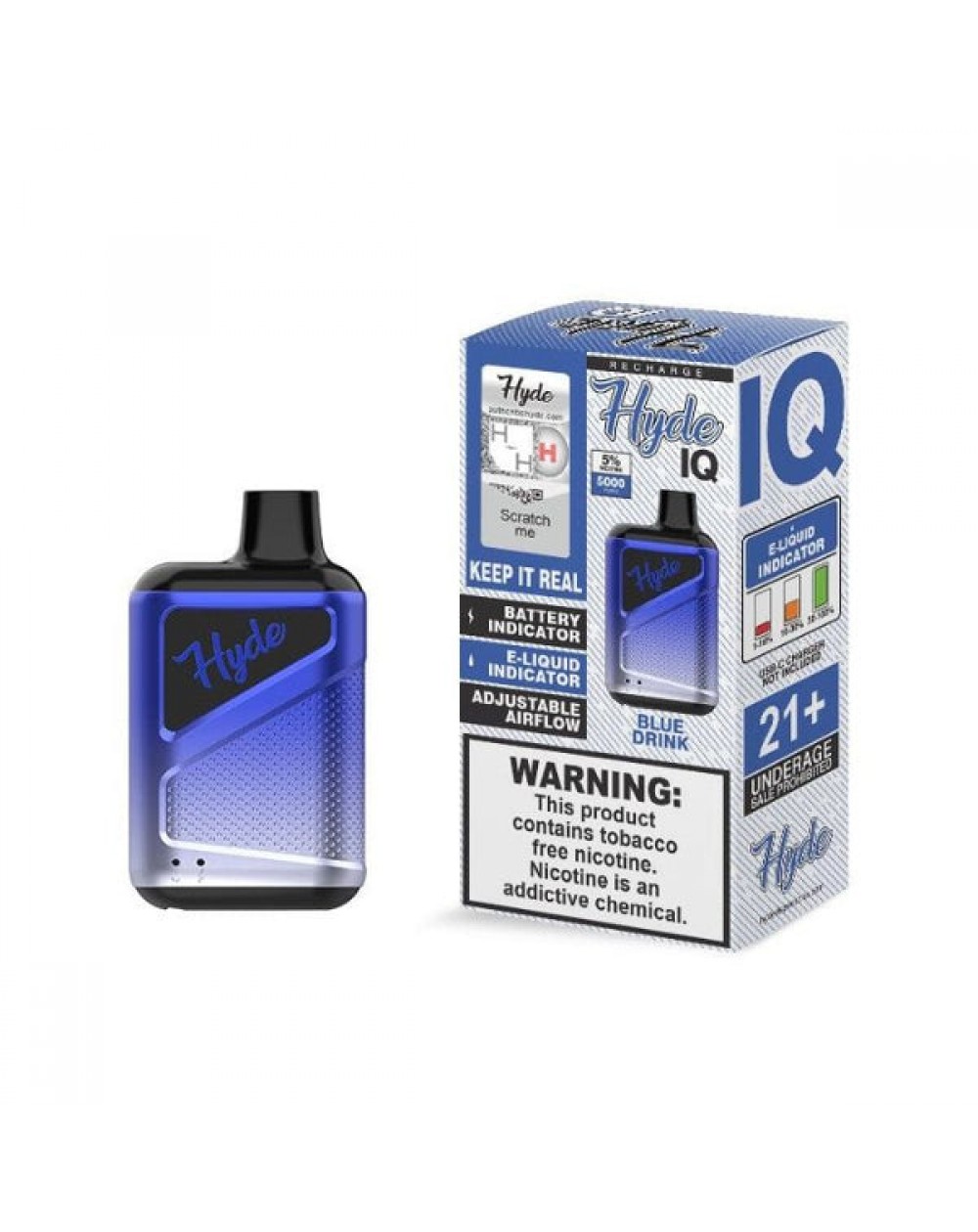 Hyde IQ Recharge Tobacco Free Nicotine Disposable Vape | VapingeLiquid.com